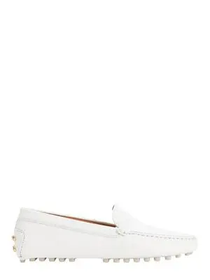 TOD`S Tod's Metal Detailing Leather Gommino Loafers - White