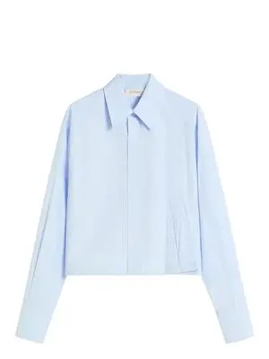 SPORTMAX Cropped Poplin Shirt With Asymmetric Pleats