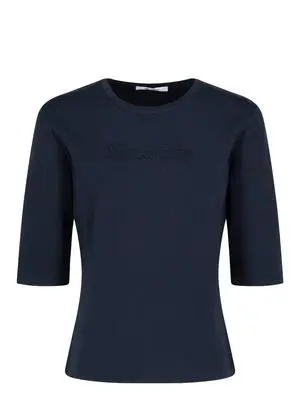 Max Mara Knitted Jersey Short-sleeved Top - Blue