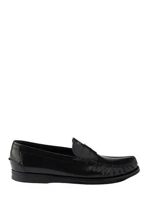 Prada Brushed Leather Loafers - Black