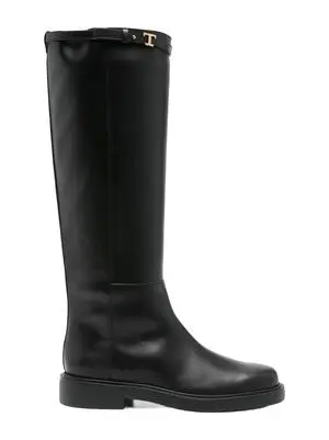 TOD`S Knee-high Leather Boots With Buckle - Black