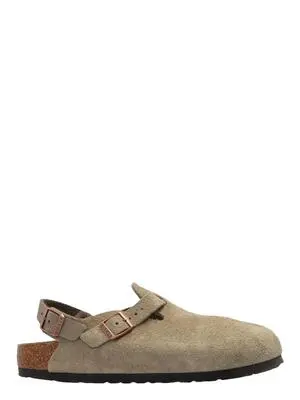 BIRKENSTOCK Tokio Suede Mule With Buckle - Nude & Neutrals