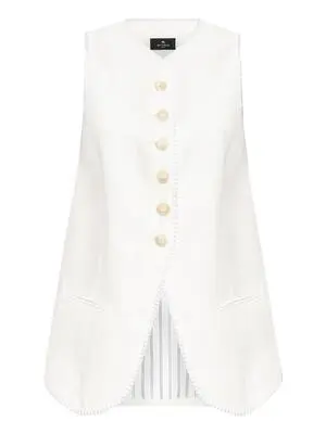 Etro Linen Gilet With Trimmings - White