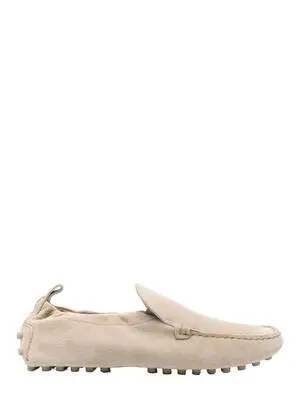 TOD`S Gommino Curled Suede Loafers - Nude & Neutrals