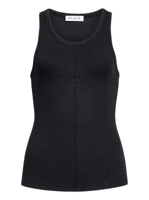 Alaïa Ribbed Cotton Tank Top - Black