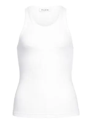 Alaïa Ribbed Cotton Tank Top - White