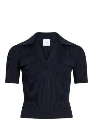 PATOU Cotton Knit Polo With Logo Embroidery - Blue