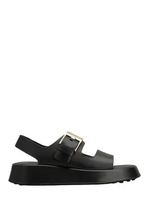 TOD`S Tod's Leather Sandals With Maxi Buckle - Black