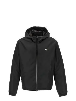 Fendi Technical Fabric Blouson With Hood - Black
