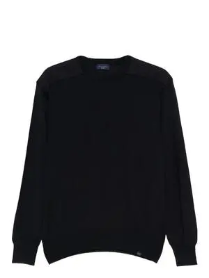 Paul & Shark Crewneck Wool Sweater With Inserts - Black