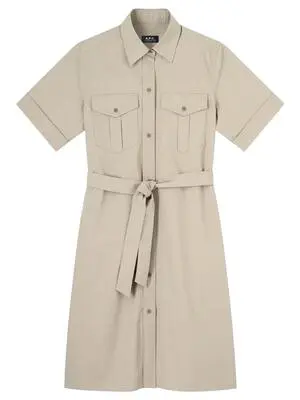 A.p.c. Evy Straight Cut Cotton Dress - Green