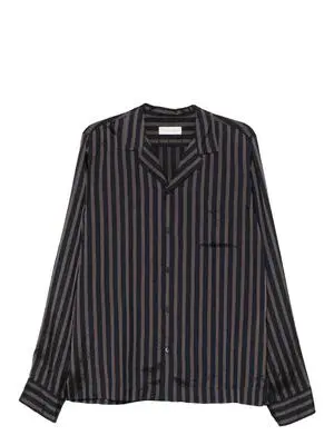 Dries Van Noten Carly Shirt In Striped Cupro - Blue
