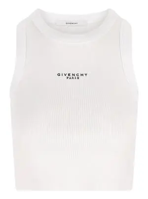 Givenchy Cotton Cropped Tank Top With Paris Print - White