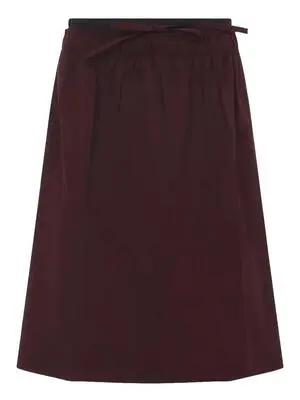 Prada Drawstring Poplin Midi Skirt - Red