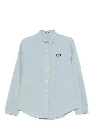 Miu Miu Check Pattern Cotton Poplin Shirt - Green