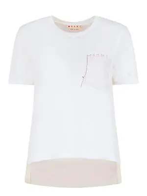 Marni Cotton T-shirt With Embroidered Logo - White