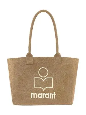 Isabel Marant Étoile Yenky Zipped Tote Bag In Washed Cotton Green