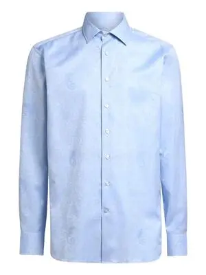 Etro Jacquard Cotton Shirt With Geckos - Blue