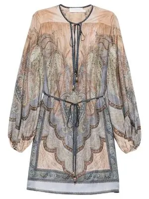Zimmermann Wanderlust Silk Mini Dress - Blue