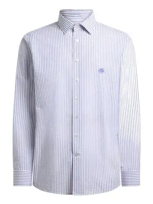 Etro Striped Cotton Seersucker Shirt - Blue
