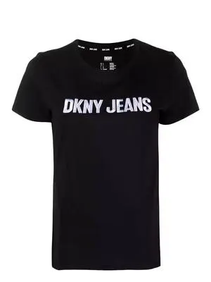 Dkny Embossed-logo Short-sleeve T-shirt - Black