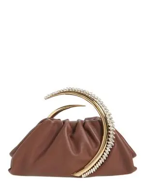 L’ALINGI Karma Leather Pouch With Marquise Crystals - Chocolate Brown