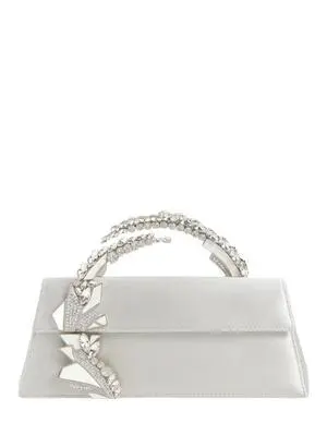 L’ALINGI Oasis Crystal Handle Satin Clutch - Silver