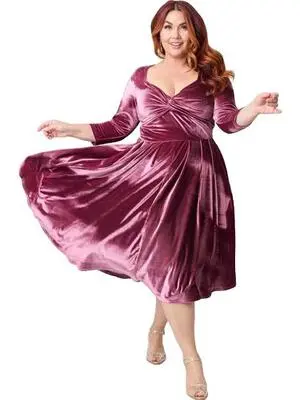 Unique Vintage 1950s Front Twist Swing Dress - Mauve Pink