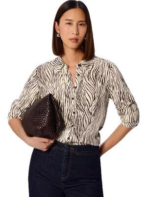 Whistles Zebra Button Through Shirt - Brown/multi