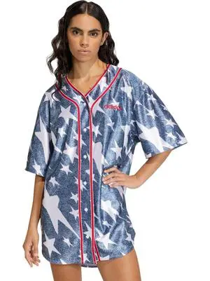 Adidas Denim Graphic Baseball Jersey - Dark Blue