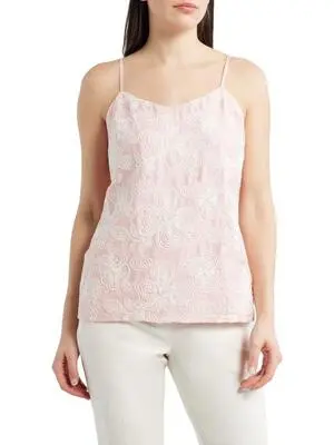 Anne Klein Floral Embroidered Camisole - Pink Blush/white Dove