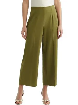 Anne Klein Crop Wide-leg Trousers - Bay Leaf