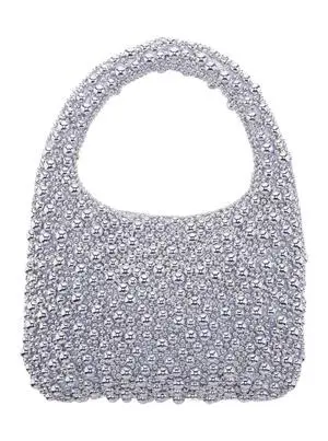 Nina Zariah Beaded Top Handle Bag - Silver