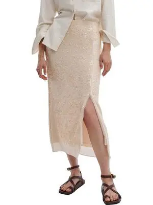 Rag & Bone Sequin Midi Skirt - Soft Pink