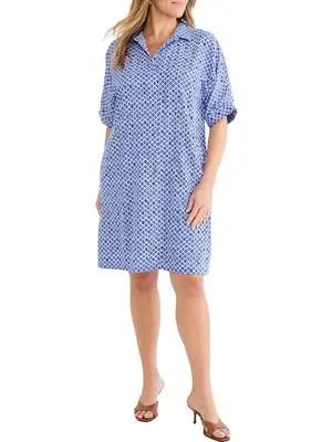 NIC+ZOE Mosaic Print Shift Dress Blue Multi