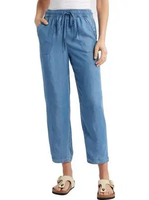 Caslon Ankle Drawstring Utility Pants Medium Wash
