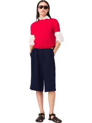 Maje Cotton And Silk Blend Cable Knit Jumper - Red