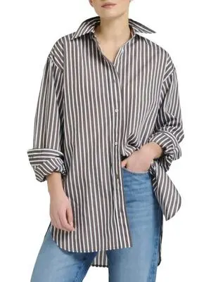 SHIRTY Stripe Boyfriend Shirt - Chocolate Stripe