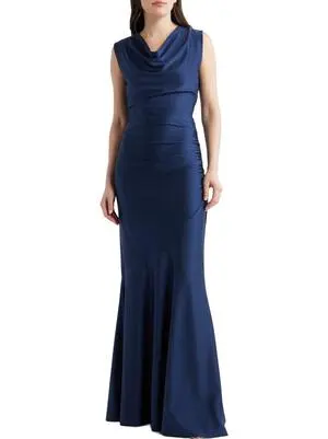 Chiara Boni La Petite Robe Eunia Ruched Sleeveless Gown - Midnight