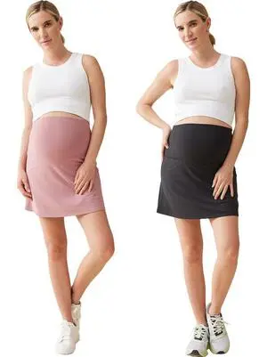INGRID & ISABEL Active Skort Bundle - Black/dusty Rose