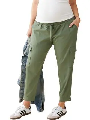 Ingrid & Isabel® Under The Bump Drawstring Cargo Pants - Agave