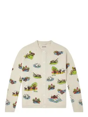 BODE Camp Bead-embellished Jacquard-knit Cardigan - Multi