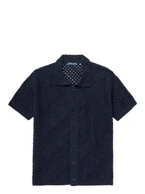 Frescobol Carioca Pinto Crocheted Cotton Shirt - Blue