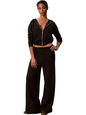 Calvin Klein Relaxed Knit Wide Leg Pants - Black