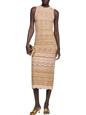 Sandro Raffaela Fancy Knit Maxi Dress - Brown