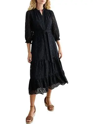 HOBBS LONDON Cianna Embroidered Dress - Navy