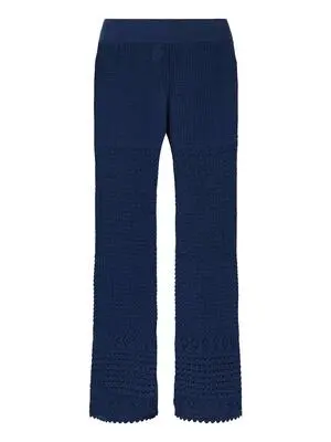 ERES Emblème Crocheted Cotton-Blend Pants Navy