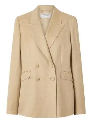 Gabriela Hearst Angela Double-Breasted Wool, Silk, And Linen-Blend Blazer Neutrals