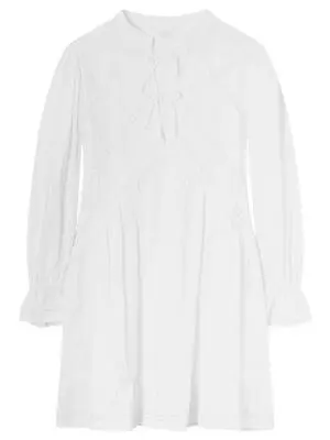 Loretta Caponi Recanati Ruffled Lace-trimmed Mini Dress - Neutrals