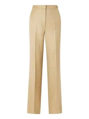 Gabriela Hearst Vesta Wool, Silk And Linen-Blend Flared Pants Sand